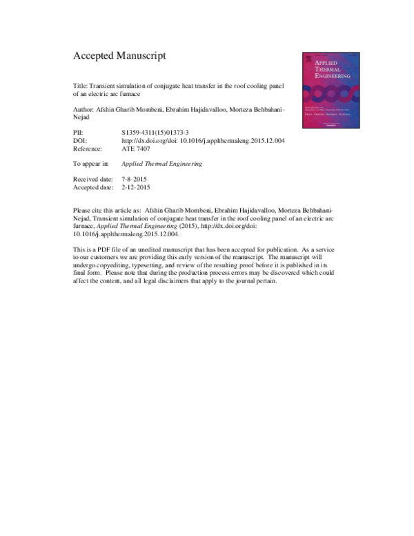 Pdf Transient Simulation Of Conjugate Heat Transfer In The Roof