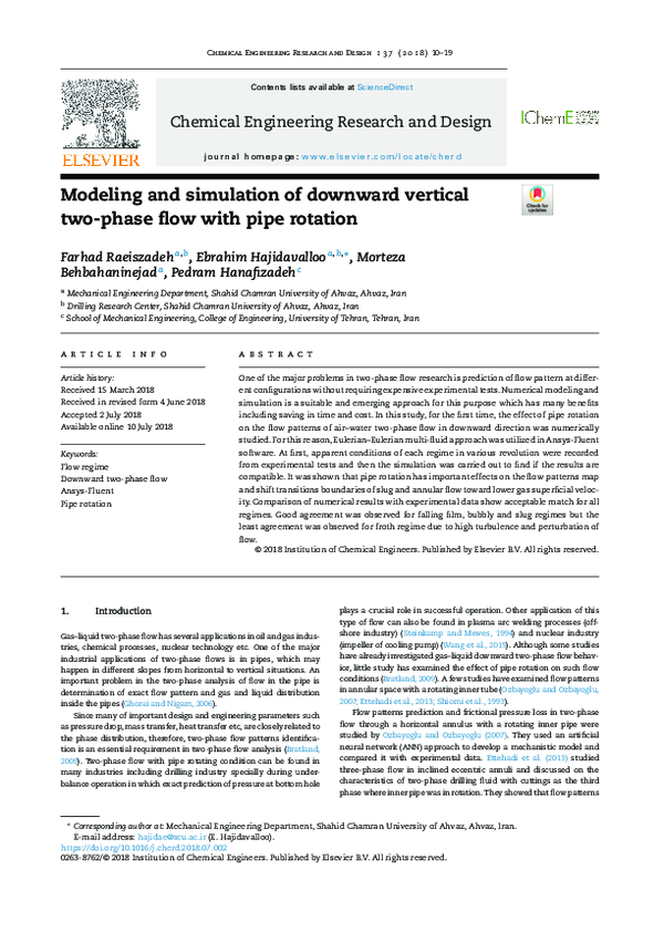 Modeling and simulation of downward vertical two-phase flow with pipe rotation