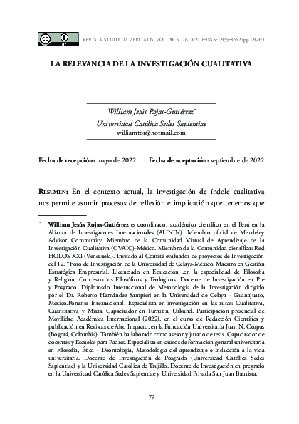 (PDF) La relevancia de la investigación cualitativa