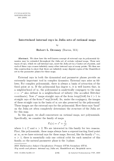 (PDF) Intertwined internal rays in Julia sets of rational maps
