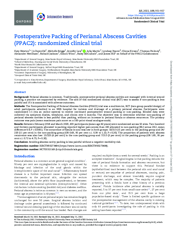 (PDF) Postoperative Packing of Perianal Abscess Cavities (PPAC2 ...
