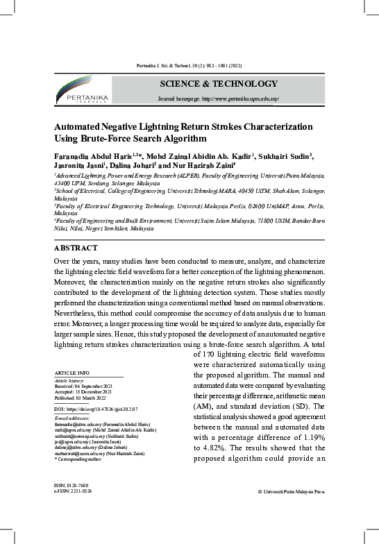 (PDF) Automated Negative Lightning Return Strokes Characterization Using Brute-Force Search ...
