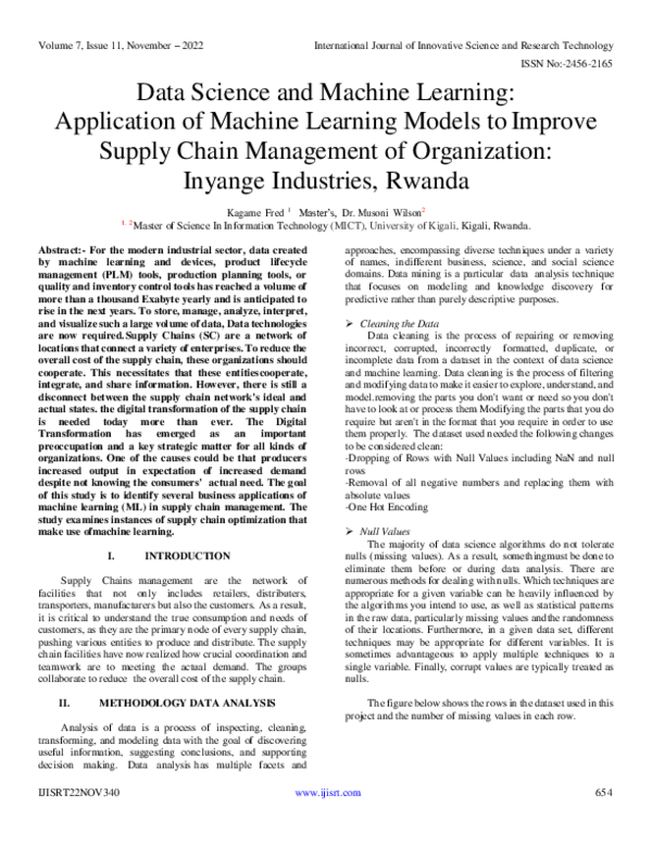 Pdf Data Science And Machine Learning Application Of Machine Learning Models To Improve