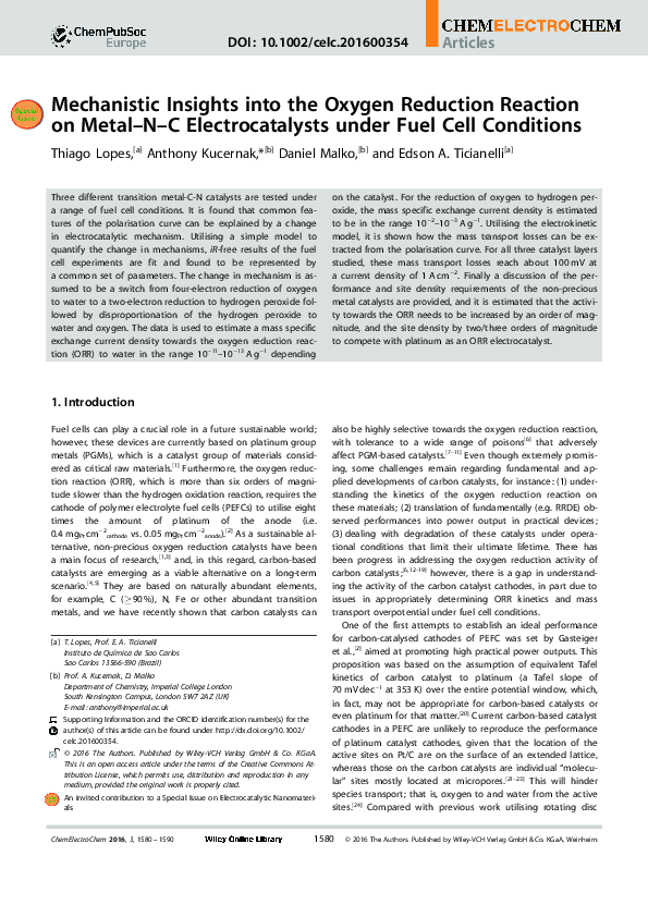 (PDF) Mechanistic Insights into the Oxygen Reduction Reaction on Metal-N-C Electrocatalysts ...