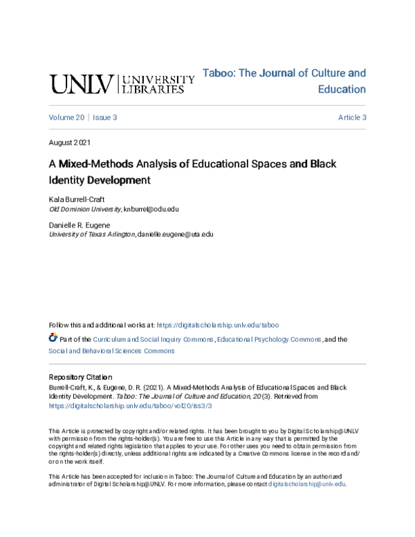 (PDF) A Mixed-Methods Analysis of Educational Spaces and Black Identity ...