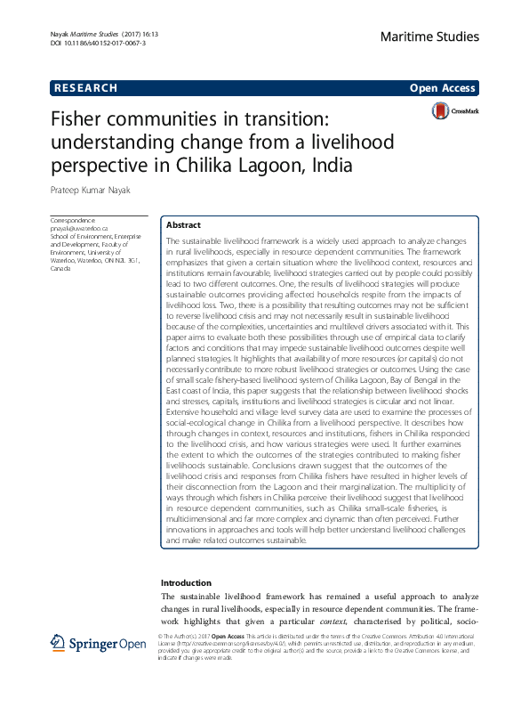 (PDF) Fisher communities in transition: understanding change from a ...