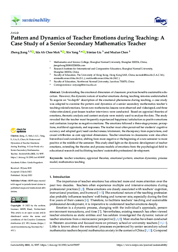 (PDF) Pattern and Dynamics of Teacher Emotions during Teaching: A Case ...