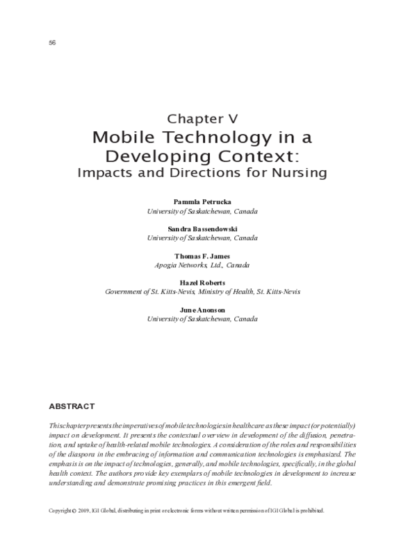 (PDF) Mobile Technology in a Developing Context