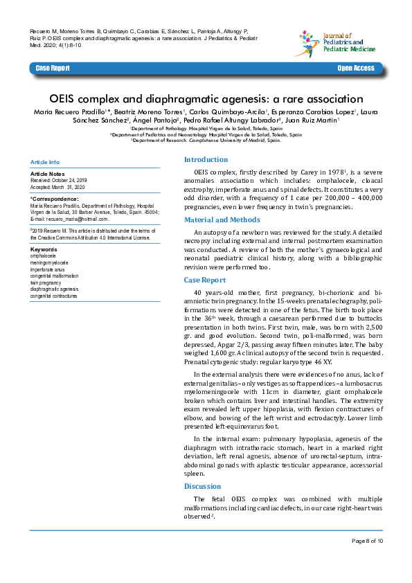 (PDF) OEIS complex and diaphragmatic agenesis: a rare association