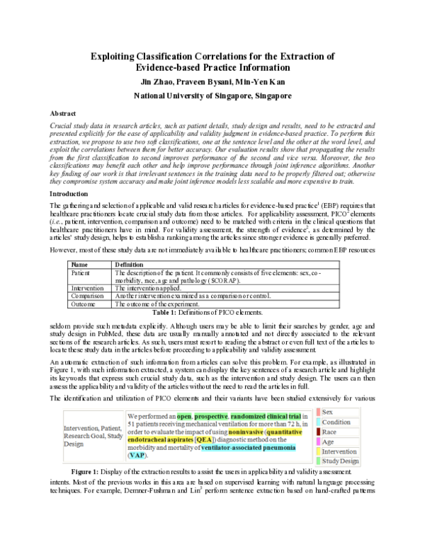 (PDF) Exploiting classification correlations for the extraction of evidence-based practice ...