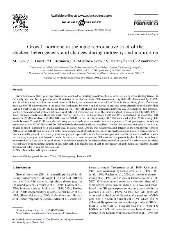 (PDF) Growth hormone in the male reproductive tract of the chicken ...