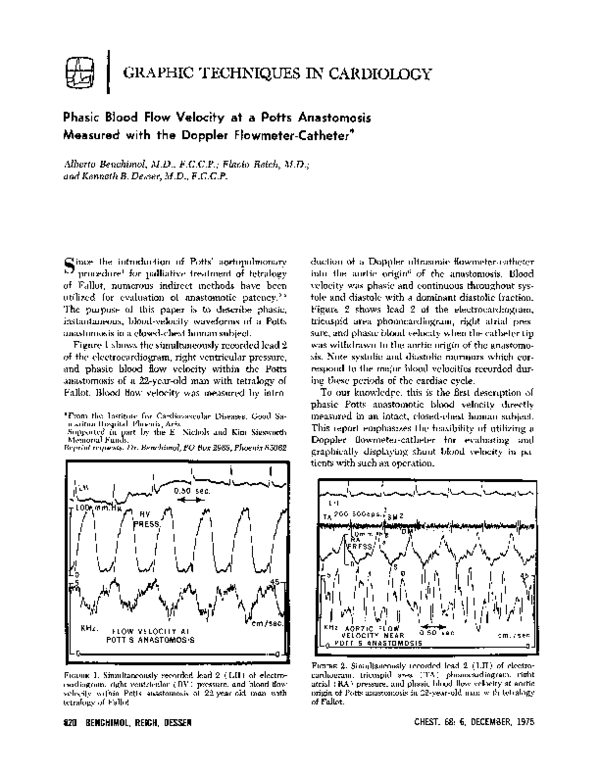 (PDF) Phasic blood flow velocity at a Potts anastomosis measured with ...