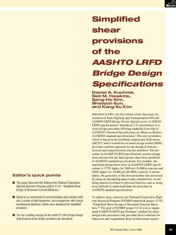 (PDF) Simplified shear provisions of the AASHTO LRFD Bridge Design ...