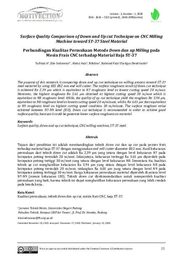 (PDF) Surface Quality Comparison of Down and Up cut Technique on CNC ...
