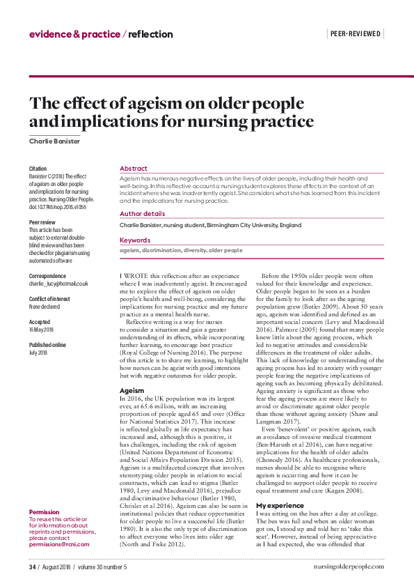 (PDF) The effect of ageism on older people and implications for nursing ...