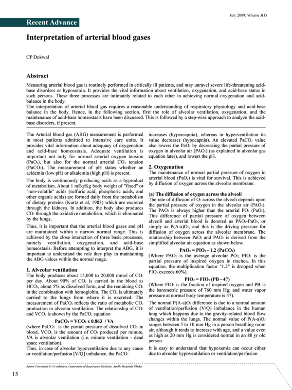 (PDF) Interpretation of arterial blood gases | Jawed Warind - Academia.edu