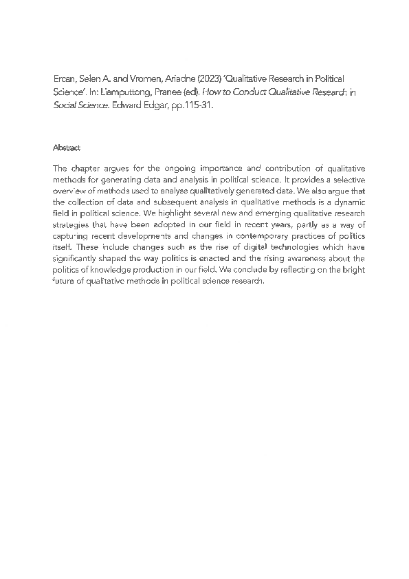 (PDF) 2023. Qualitative Research in Political Science