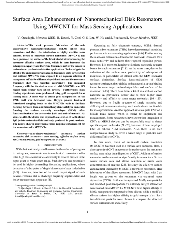(PDF) Surface Area Enhancement of Nanomechanical Disk Resonators Using ...