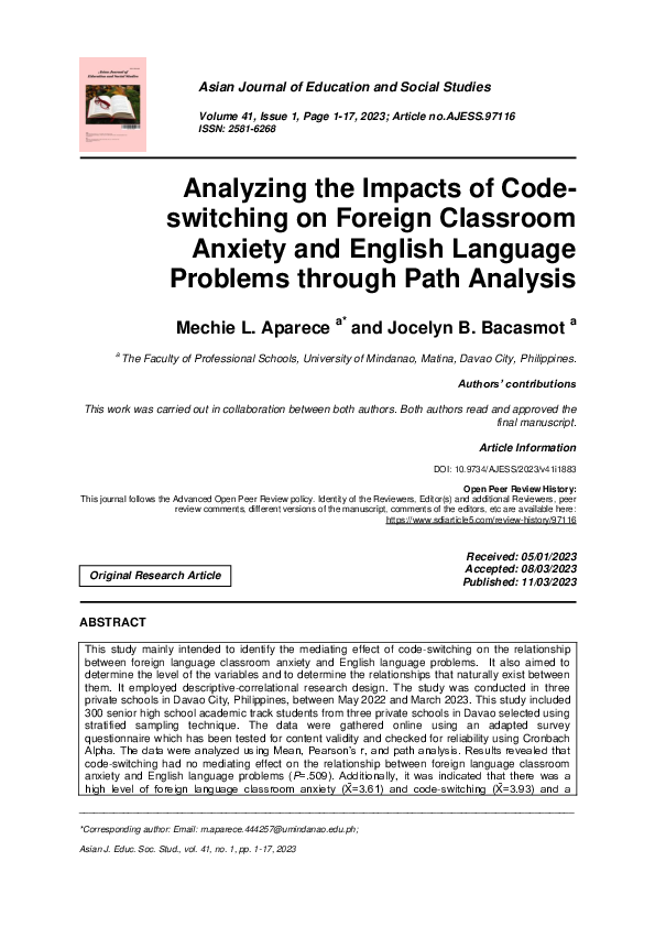 (PDF) Analyzing the Impacts of Code-switching on Foreign Classroom ...