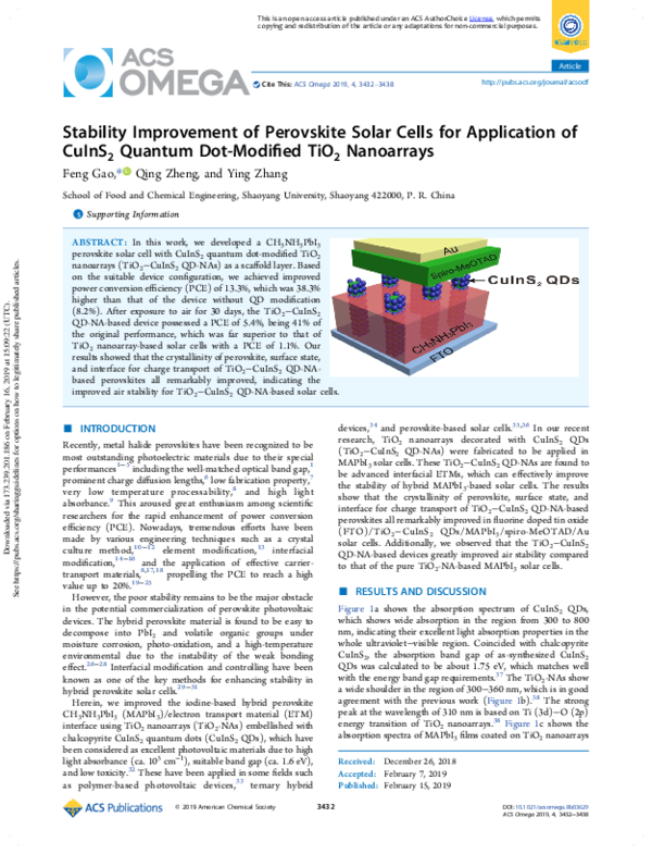 (PDF) Stability Improvement of Perovskite Solar Cells for Application ...