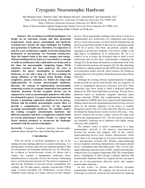 (PDF) Cryogenic Neuromorphic Hardware