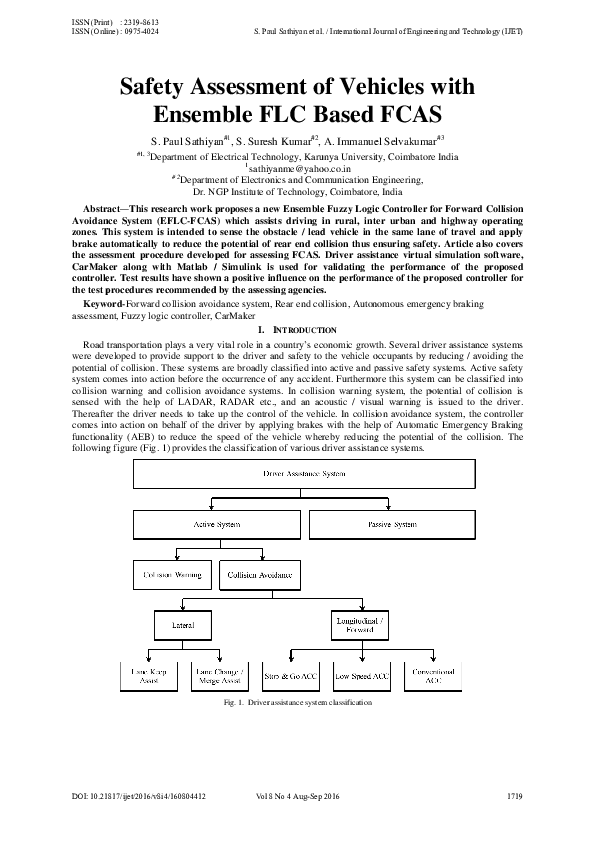 (PDF) Safety Assessment of Vehicles with Ensemble FLC Based FCAS | PAUL SATHIYAN - Academia.edu