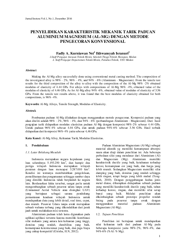 (PDF) Penyelidikan Karakteristik Mekanik Tarik Paduan Aluminium ...