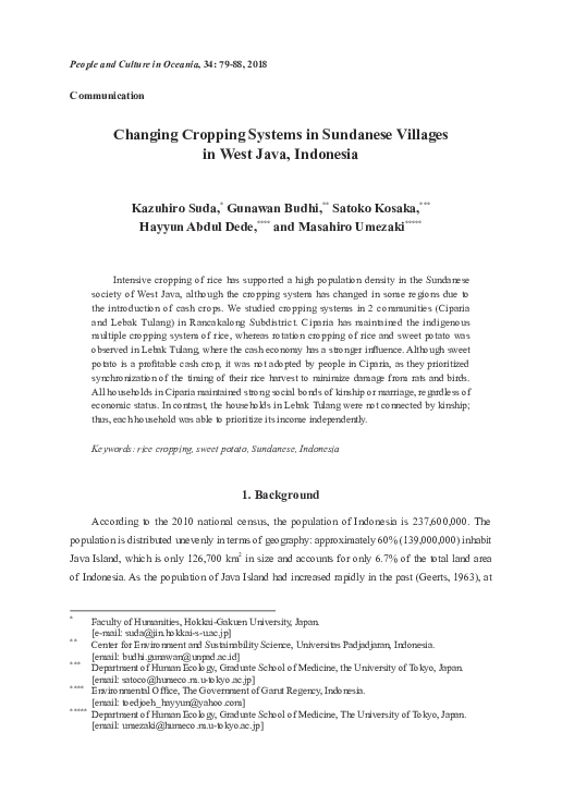 (PDF) Changing Cropping Systems in Sundanese Villages in West Java ...