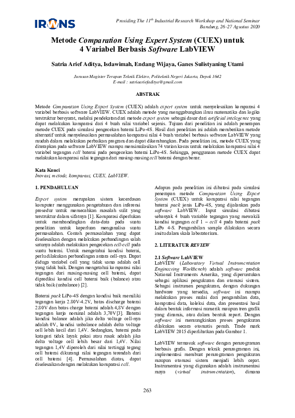 (PDF) Metode Comparation Using Expert System (CUEX) untuk 4 Variabel Berbasis Software LabVIEW ...