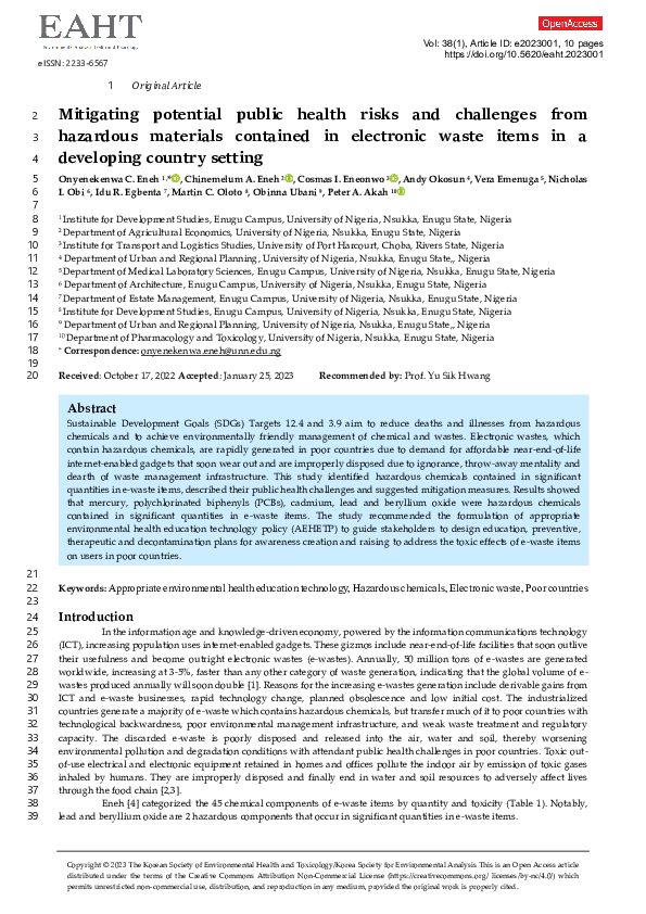 (PDF) Mitigating potential public health risks and challenges from ...