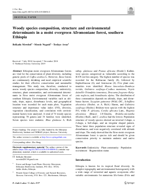 (PDF) Woody species composition, structure and environmental ...