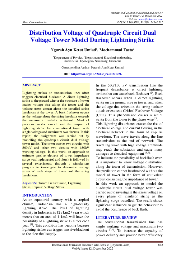 (PDF) Distribution Voltage of Quadruple Circuit Dual Voltage Tower ...