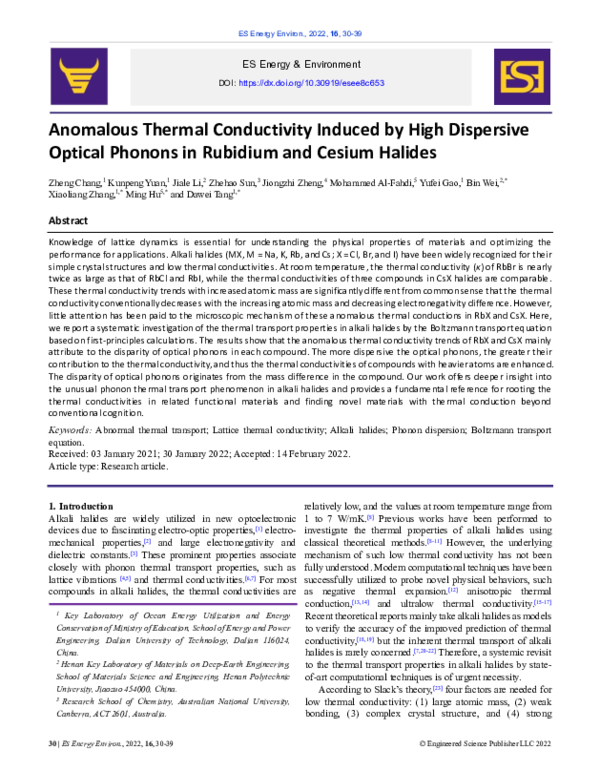 (PDF) Anomalous Thermal Conductivity Induced by High Dispersive Optical ...