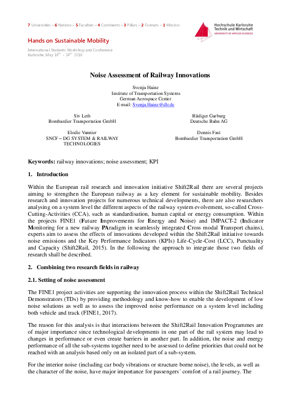(PDF) Noise Assessment of Railway Innovations