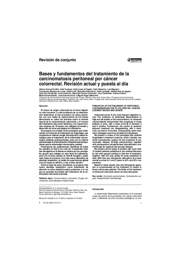 (PDF) Bases y fundamentos del tratamiento de la carcinomatosis ...