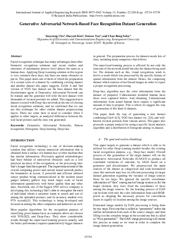 (PDF) Generative Adversarial Network-Based Face Recognition Dataset Generation