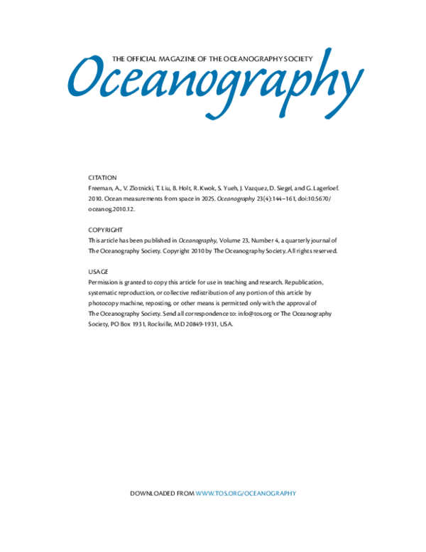 (PDF) Ocean Measurements from Space in 2025