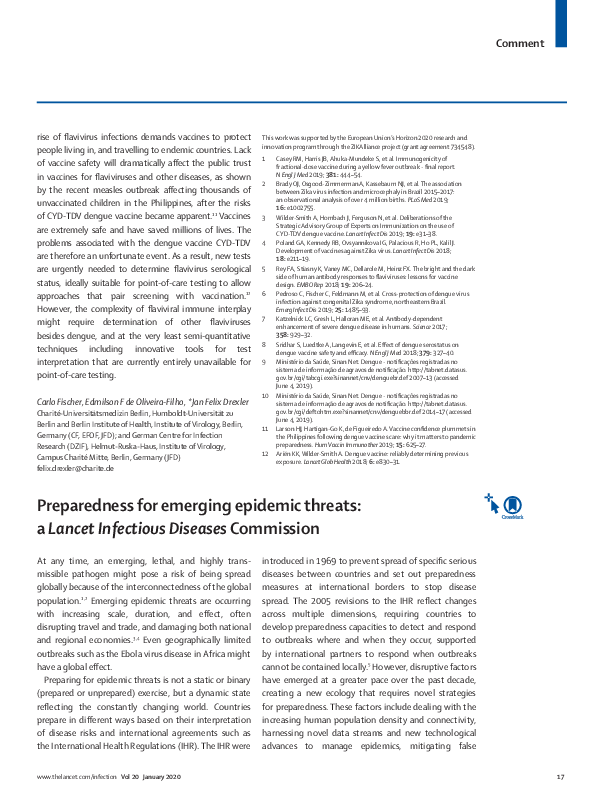 Pdf Preparedness For Emerging Epidemic Threats A Lancet Infectious