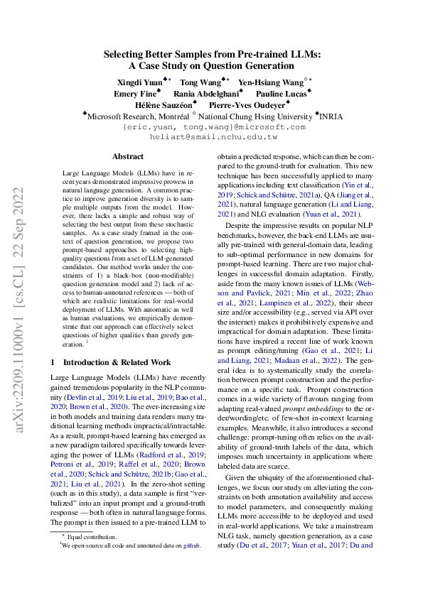 (PDF) Selecting Better Samples from Pre-trained LLMs: A Case Study on ...