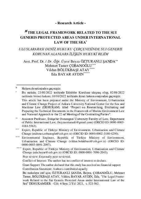(PDF) THE LEGAL FRAMEWORK RELATED TO THE SUI GENERIS PROTECTED AREAS ...
