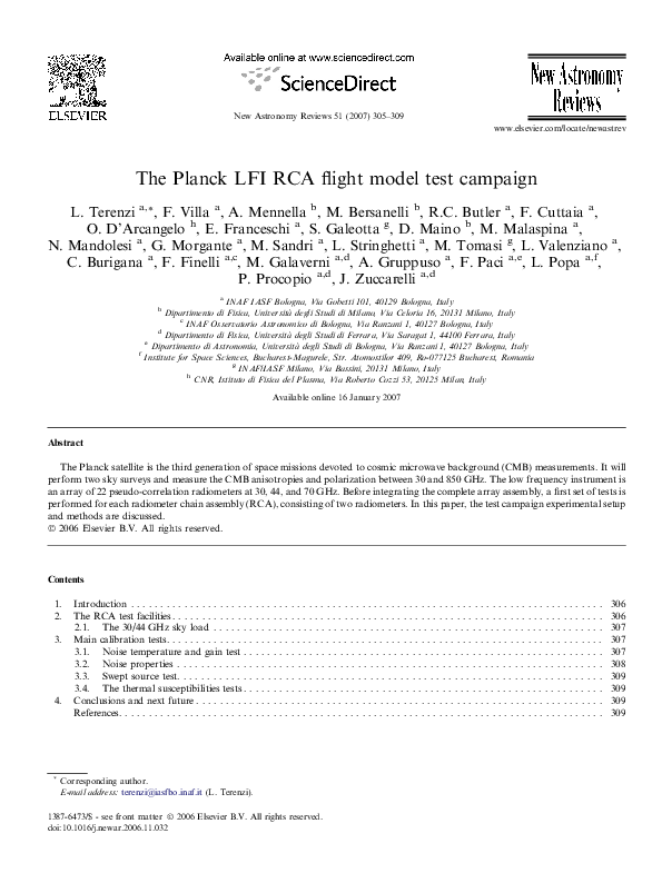 (PDF) The Planck LFI RCA flight model test campaign