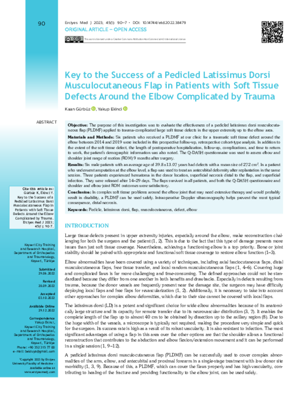 (PDF) Gürbüz K, Ekinci Y. Key to the Success of a Pedicled Latissimus ...
