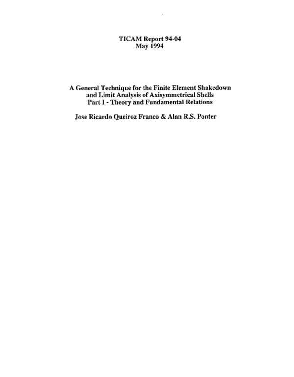 (PDF) A general technique for the finite element shakedown and limit load analysis