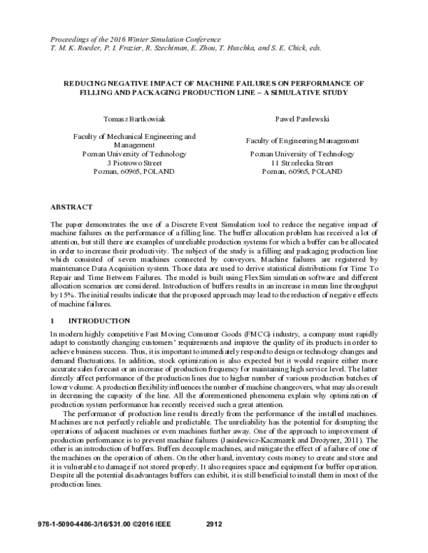 (PDF) Reducing negative impact of machine failures on performance of filling and packaging ...