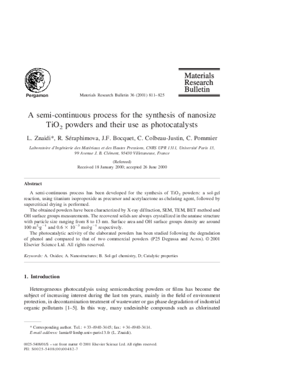 (PDF) A semi-continuous process for the synthesis of nanosize TiO2 ...