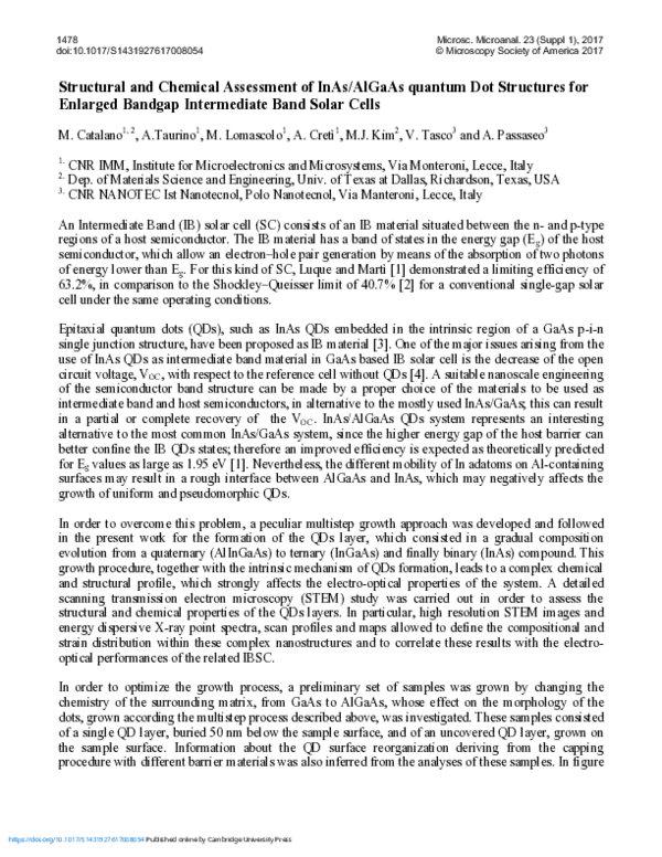 (PDF) Structural and Chemical Assessment of InAs/AlGaAs quantum Dot Structures for Enlarged ...