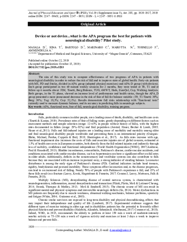 (PDF) Comparing APA Programs for Neurological Patients