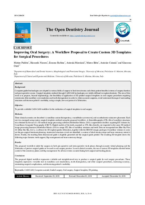 (PDF) Improving Oral Surgery: A Workflow Proposal to Create Custom 3D ...