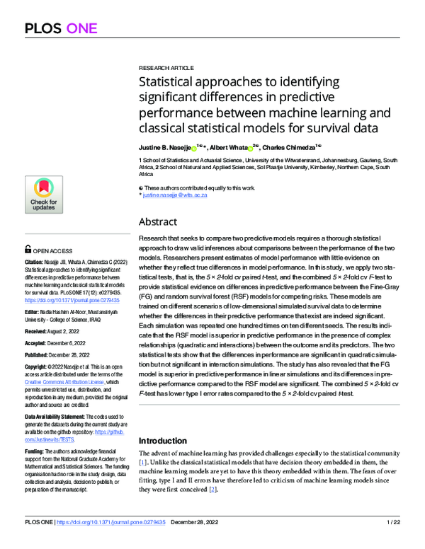 (PDF) Statistical approaches to identifying significant differences in ...