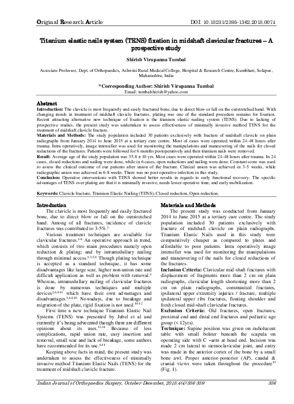 (PDF) Titanium elastic nails system (TENS) fixation in midshaft ...